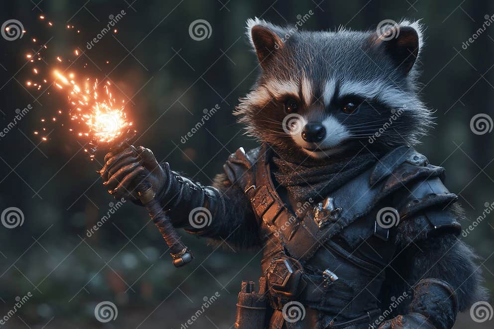 The Image is Created Using Generative AI and Shows a Powerful Raccoon ...