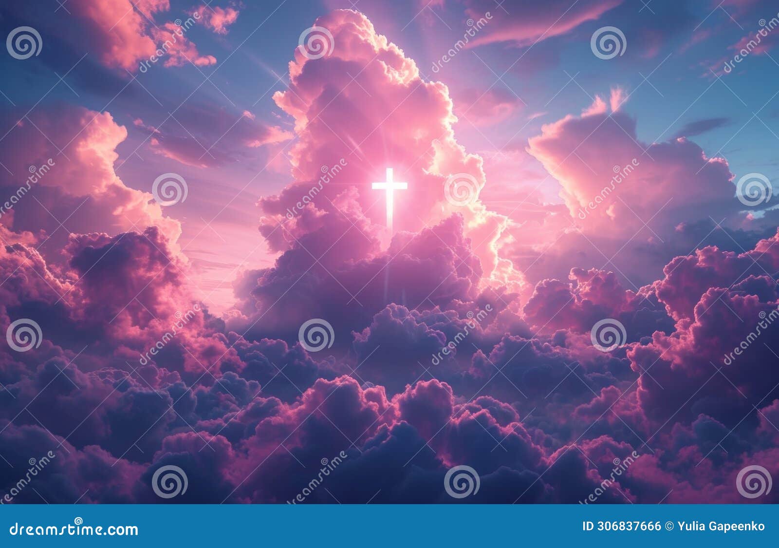 An Image of a Cross in the Cloud Stock Photo - Image of spiritual ...