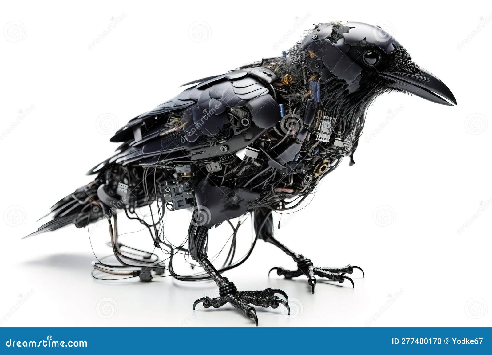 Image of a Crow Modified into a Robot on a White Background. Wild ...