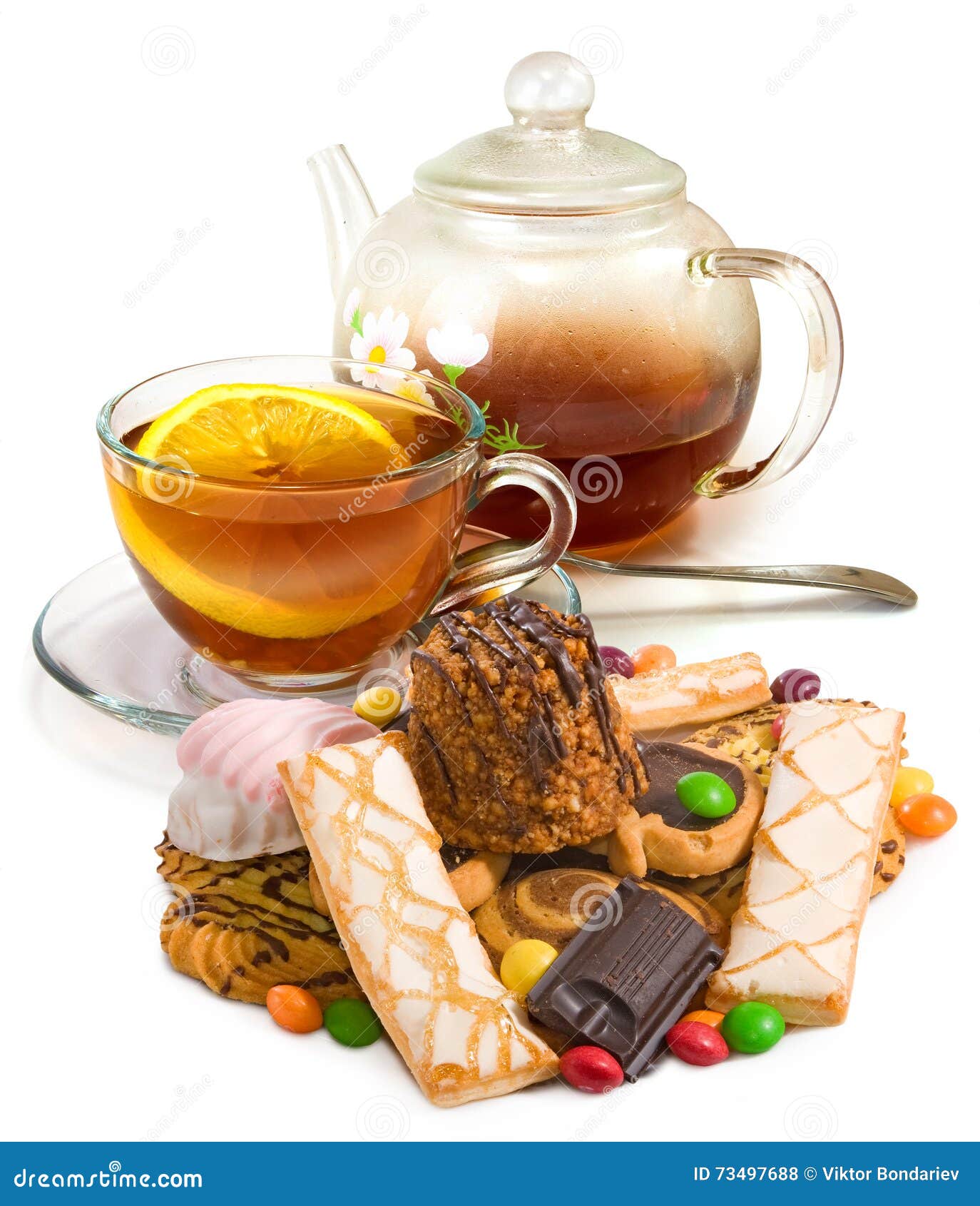 Image of Cup of Tea and Cookies Closeup Stock Photo - Image of calories ...