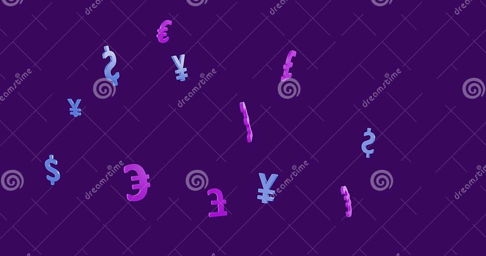 Image of Currency Symbols on Purple Background Stock Photo - Image of ...