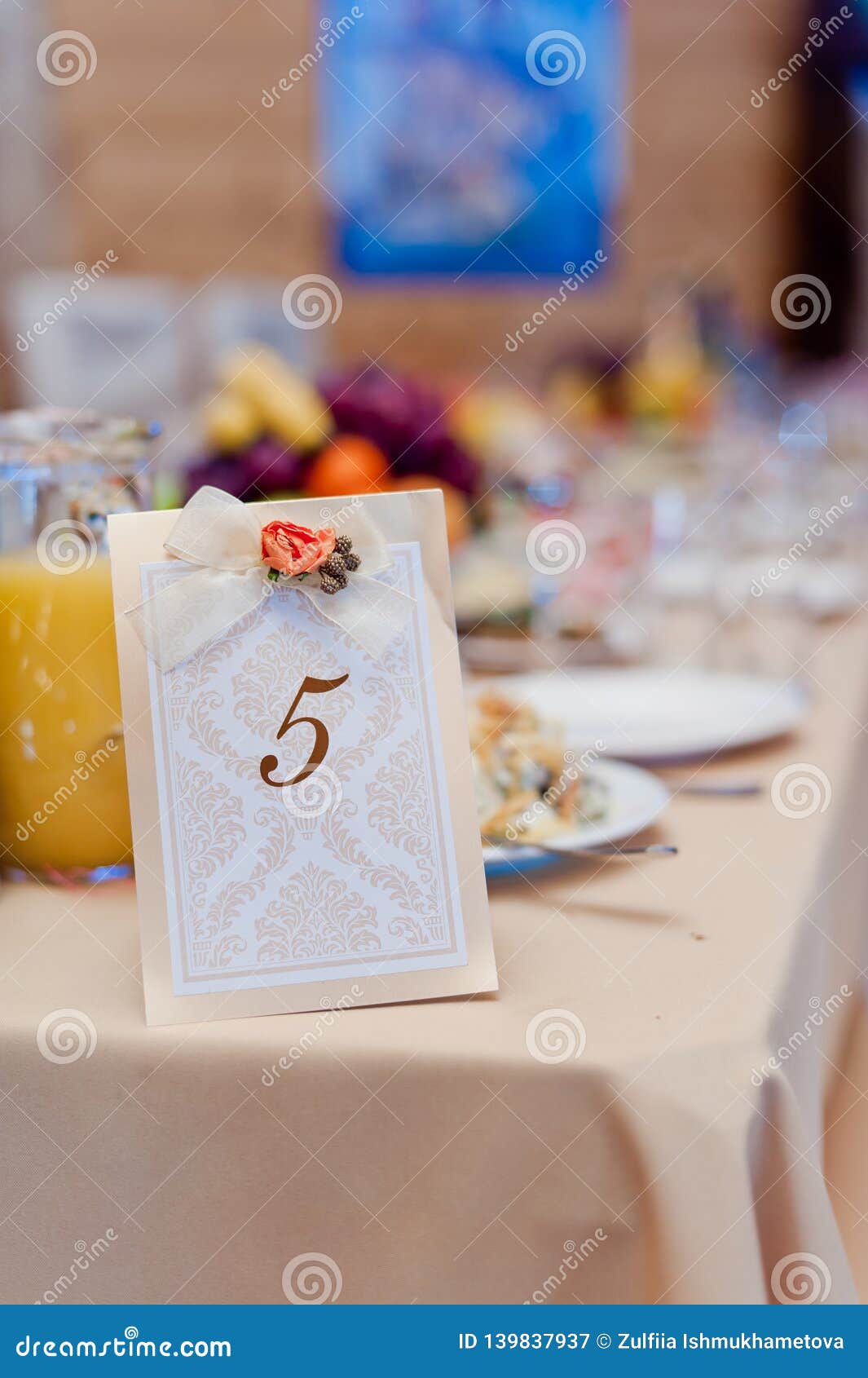 Image of a Custom Printed Table Number Identifying Banquet Table Stock ...