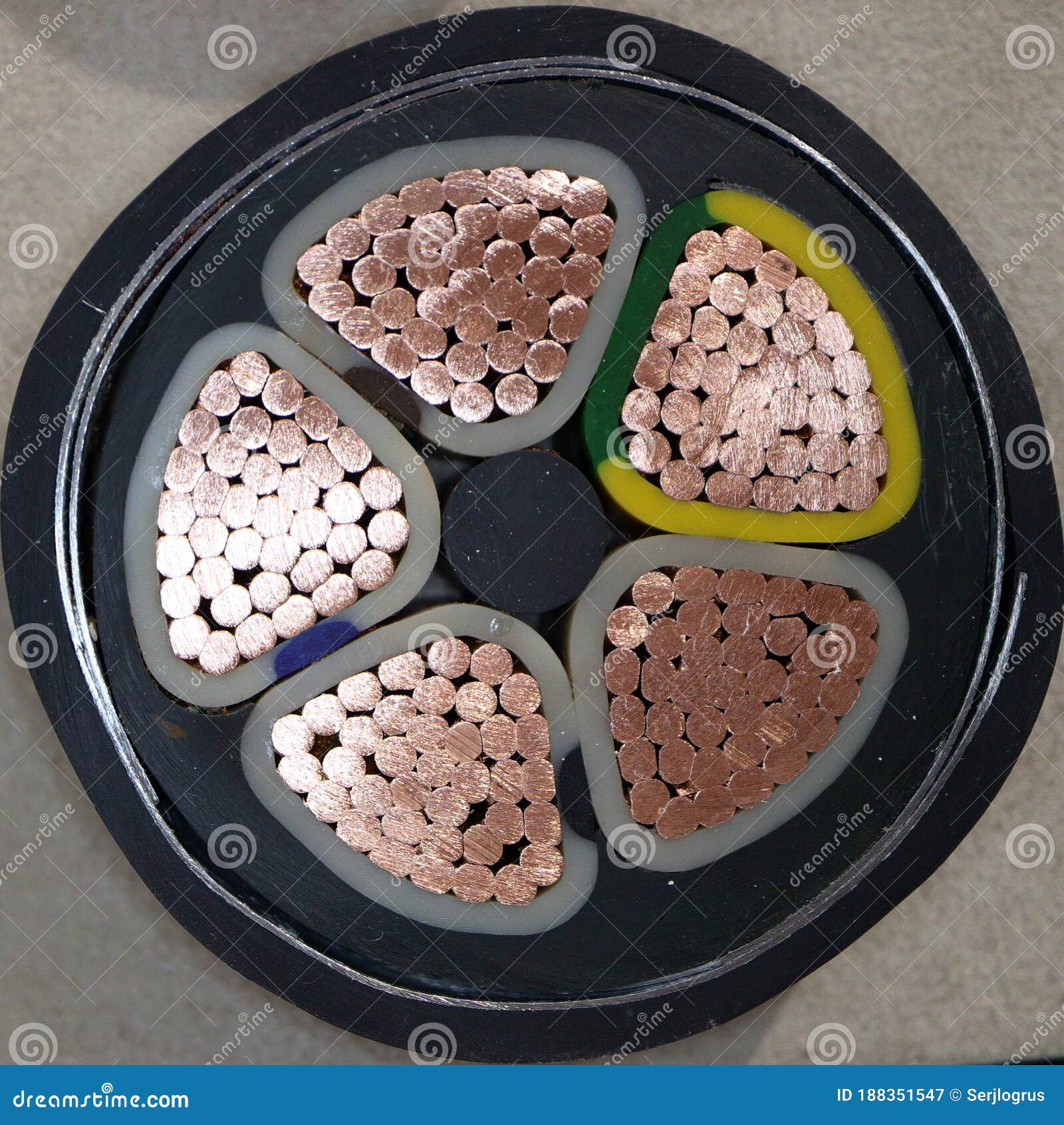 Image of the Cut of the Electric Power Cable Stock Image - Image of ...