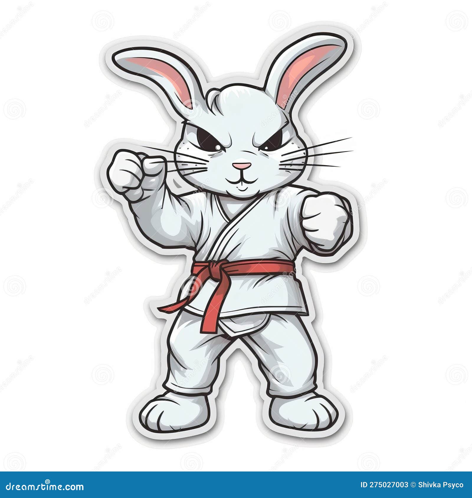 Image of Cute Bunny in Karate Outfit Sticker Generative AI Stock ...