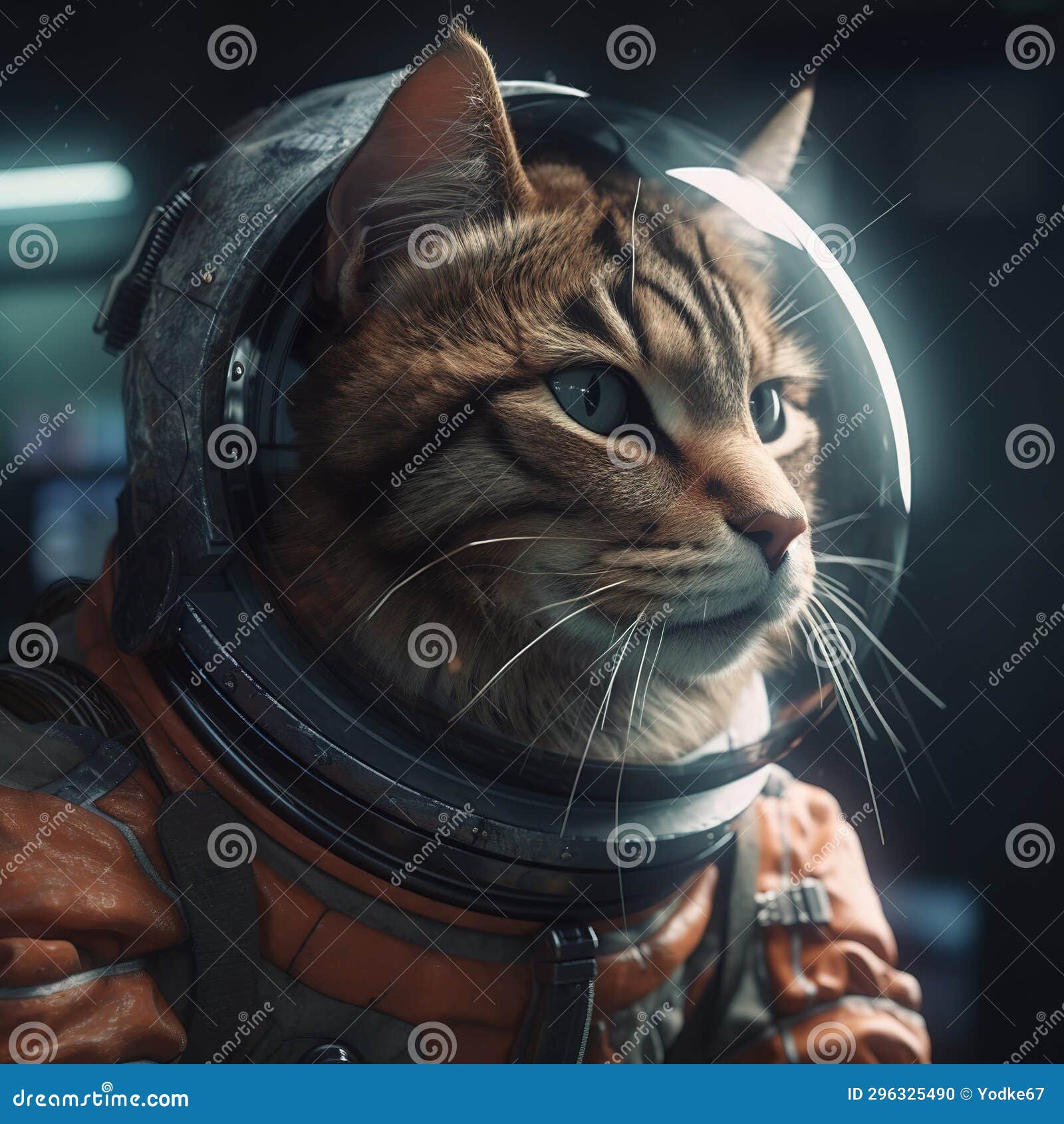 Image of Cute Cat Wearing a Space Suit., Pet Stock Illustration ...