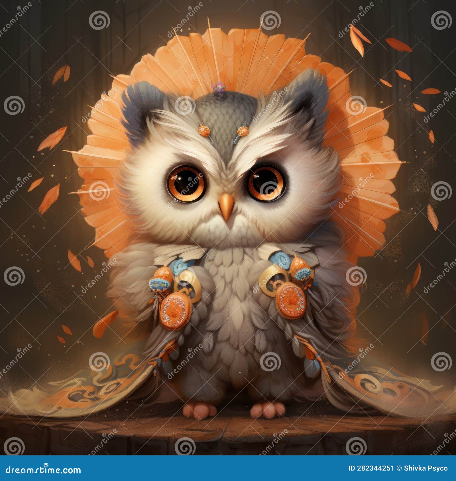 Image of Cute Furry Baby Monster Owl Stock Illustration - Illustration ...