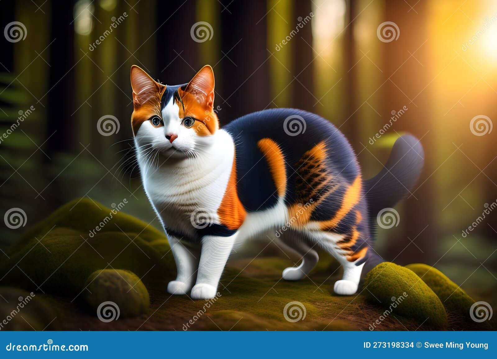 Image of the the Cute Happy Domestic Cat Loitering at the Park during ...