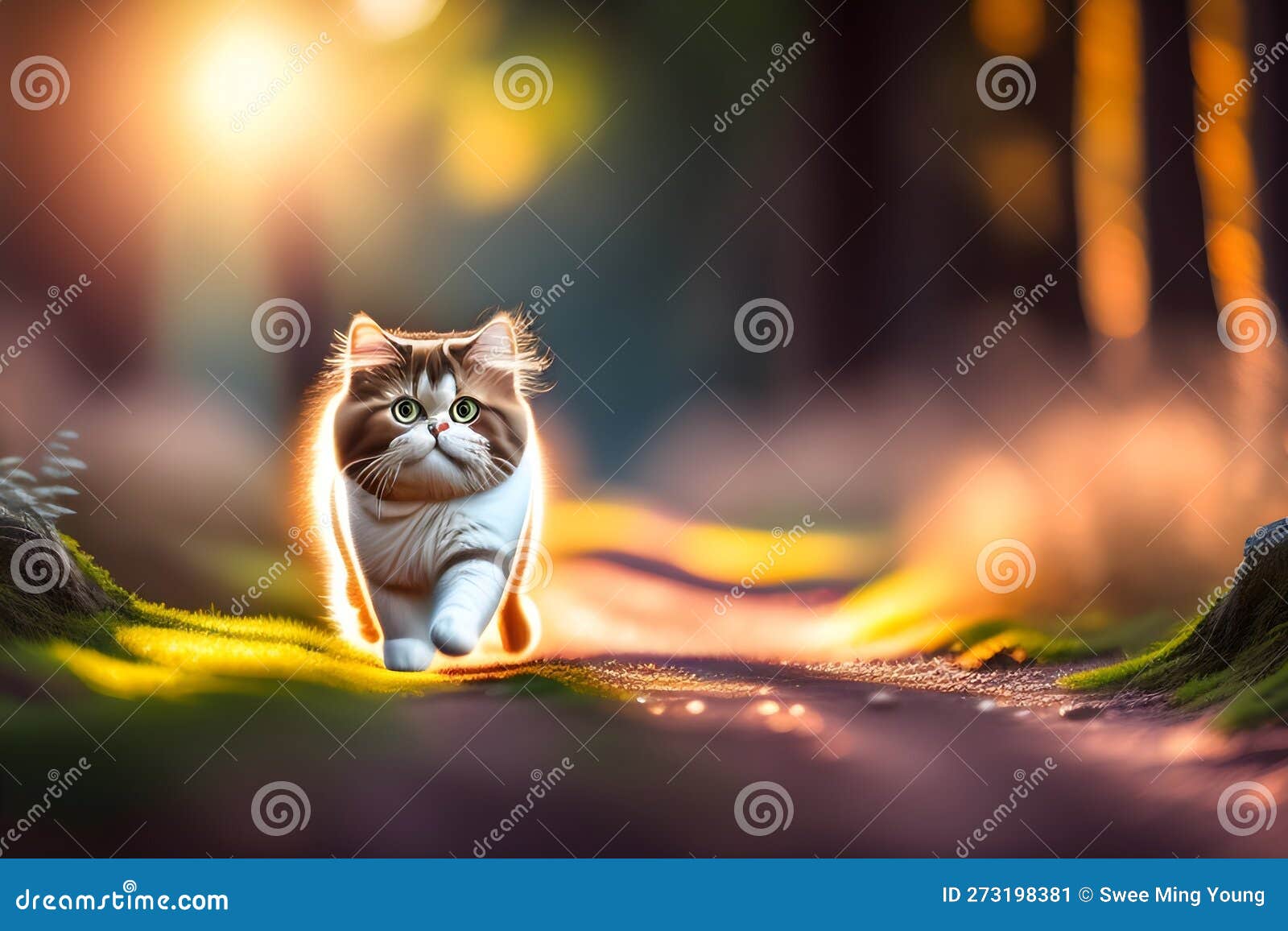 Image of the the Cute Happy Domestic Cat Loitering at the Park during ...