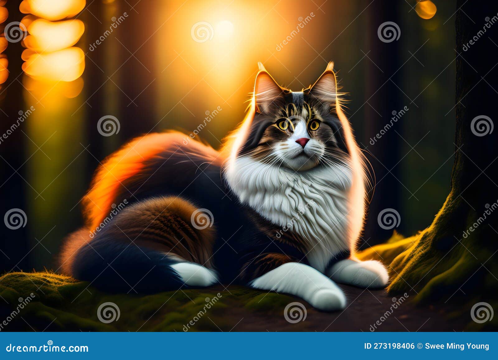 Image of the the Cute Happy Domestic Cat Loitering at the Park during ...