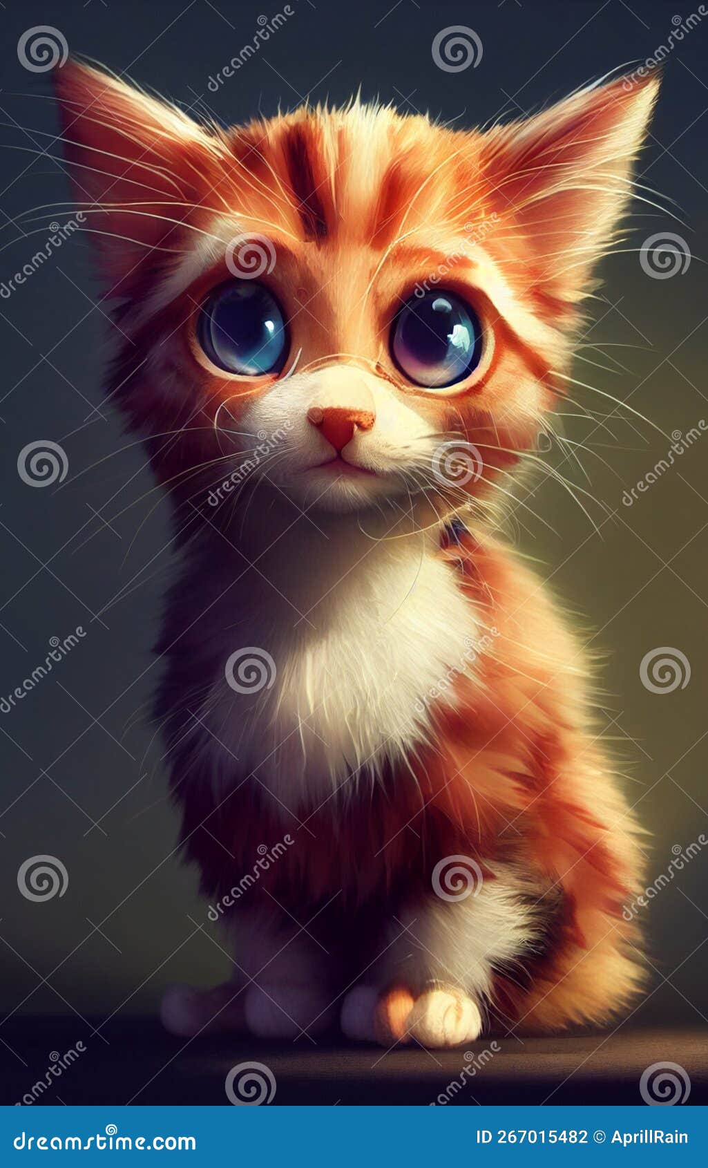 An Image of a Cute Kitten Made in the Style of Pixar Stock Illustration ...