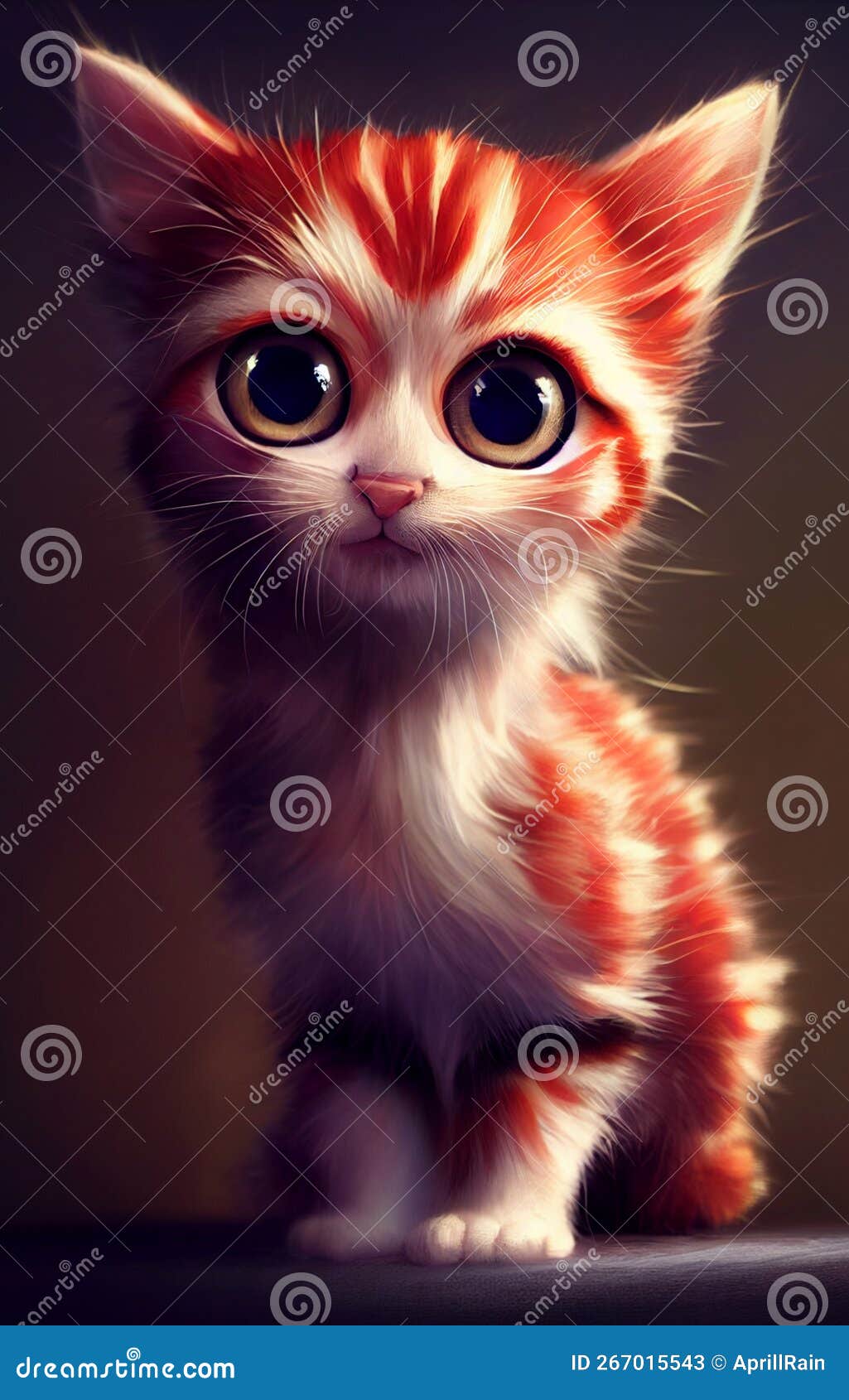An Image of a Cute Kitten Made in the Style of Pixar Stock Illustration ...