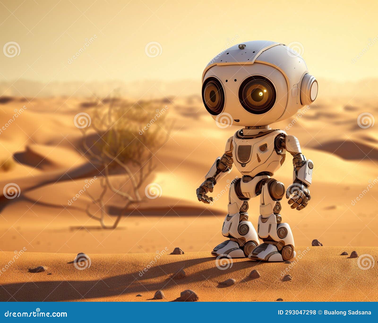 The Cute and Little Robot Helpers Have Artificial Intelligence. Stock ...