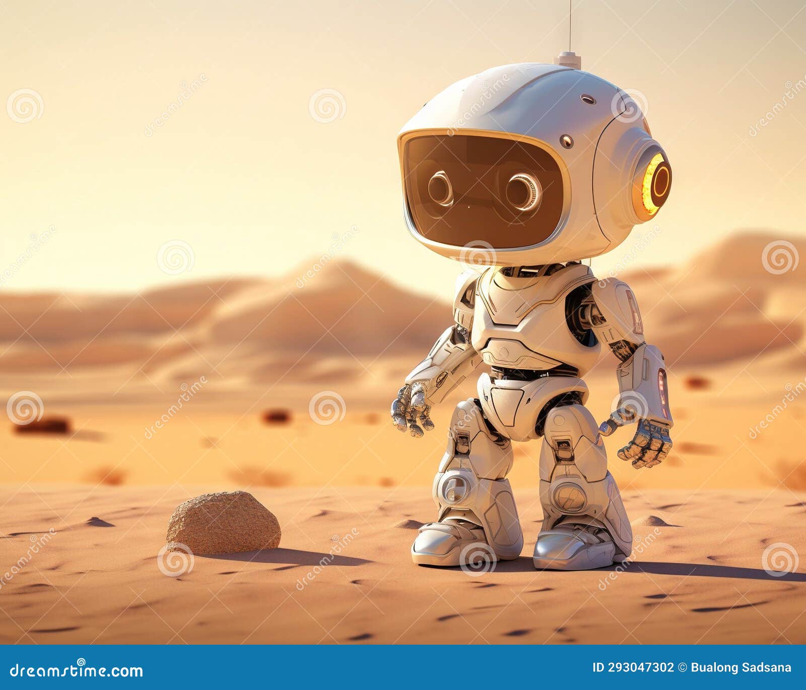 The Cute and Little Robot Helpers Have Artificial Intelligence. Stock ...