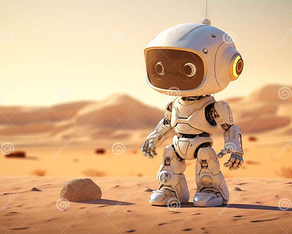 The Cute and Little Robot Helpers Have Artificial Intelligence. Stock ...