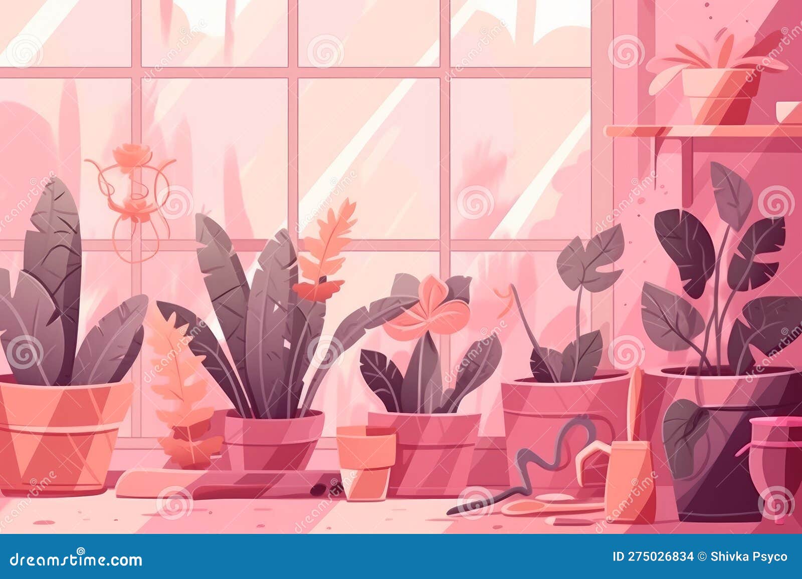 Image of Cute Pink Gardening Concept Generative AI Stock Illustration ...