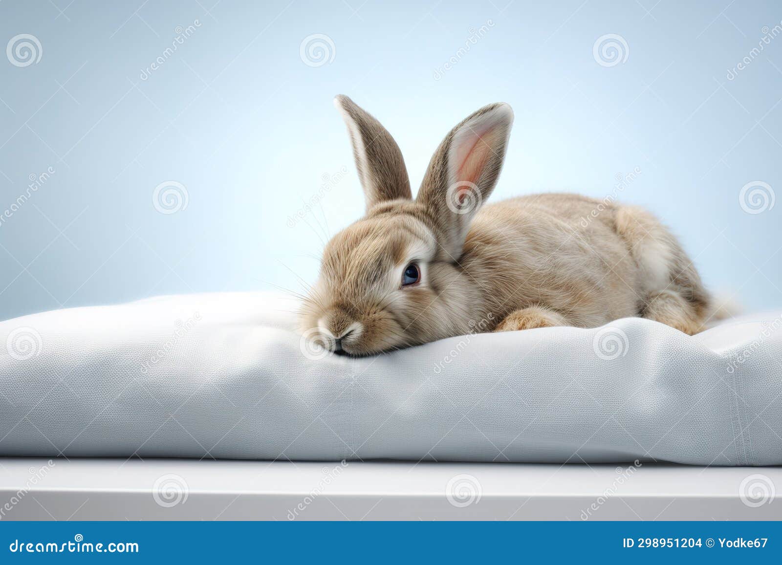 Image of Cute Rabbit Lying on a Sleeping Cushion. Pet Stock Photo ...