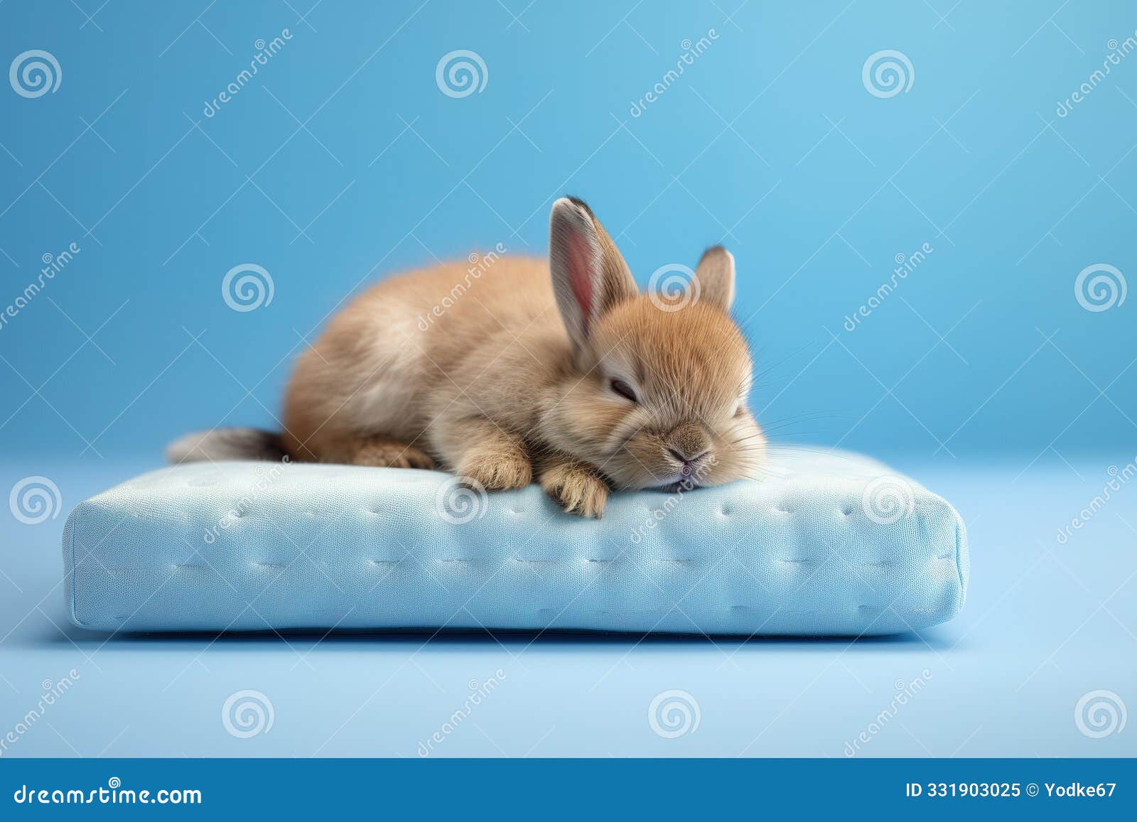 Image of Cute Rabbit Lying on a Sleeping Cushion. Pet Stock ...