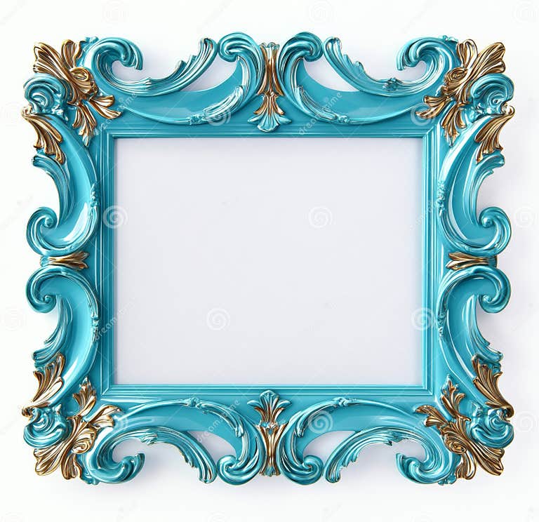 An Image of a Cute Turquoise Frame with an Architectural Design Set ...