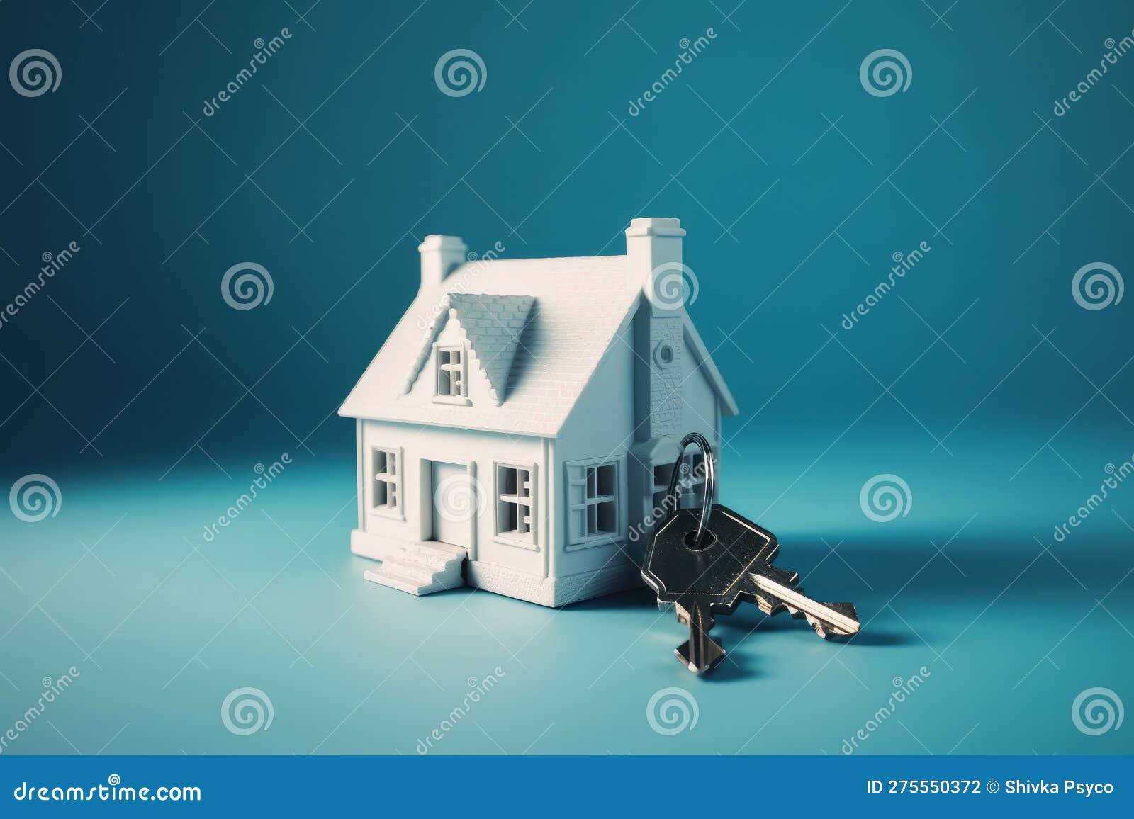 Image of Cute White House Key Chain Generative AI Stock Illustration ...