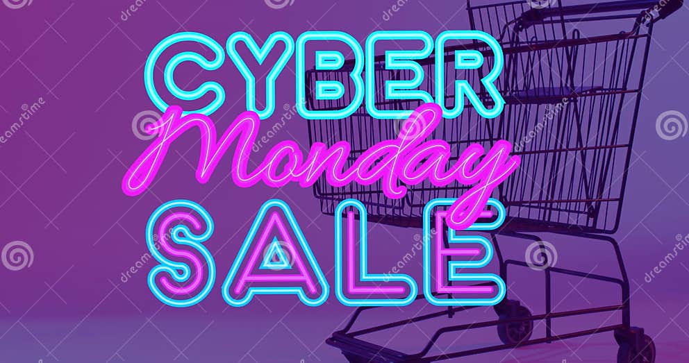 Image of Cyber Monday Sale Text Over Shopping Trolley Stock Photo ...