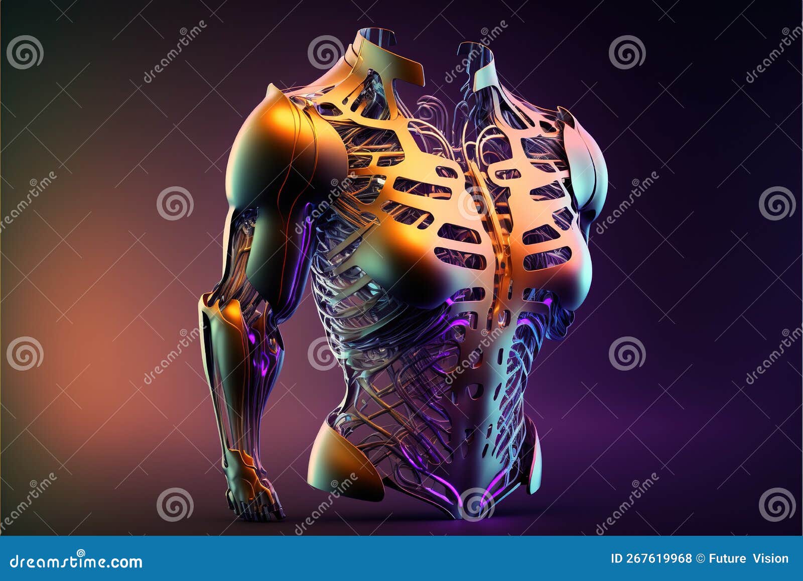 Image of Cyber Prosthetic of Body on Black Background, Created Using ...