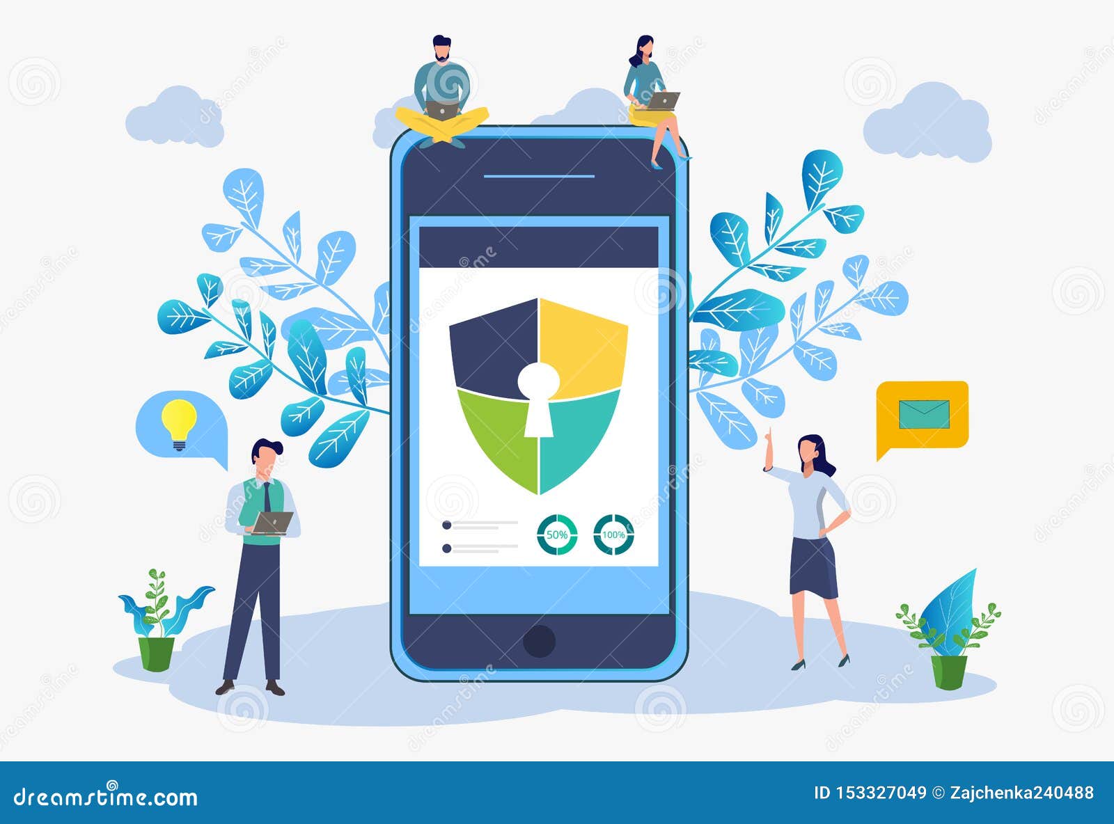 Image Of Cyber Security Concept. Illustrates The Idea Of Cybersecurity ...