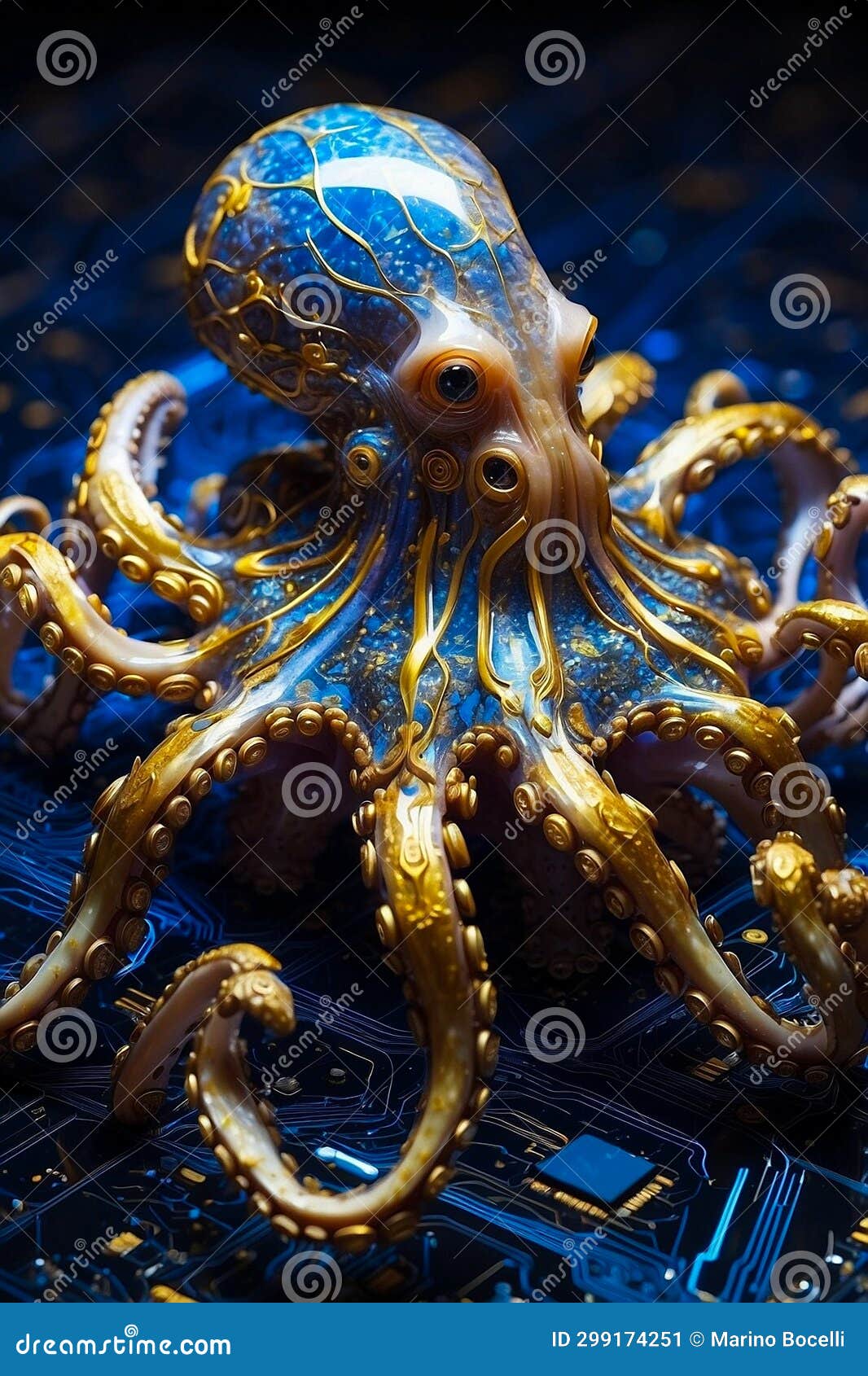 Image of a Cybernetic Octopus Walking Over a Cpu Circuit Board ...