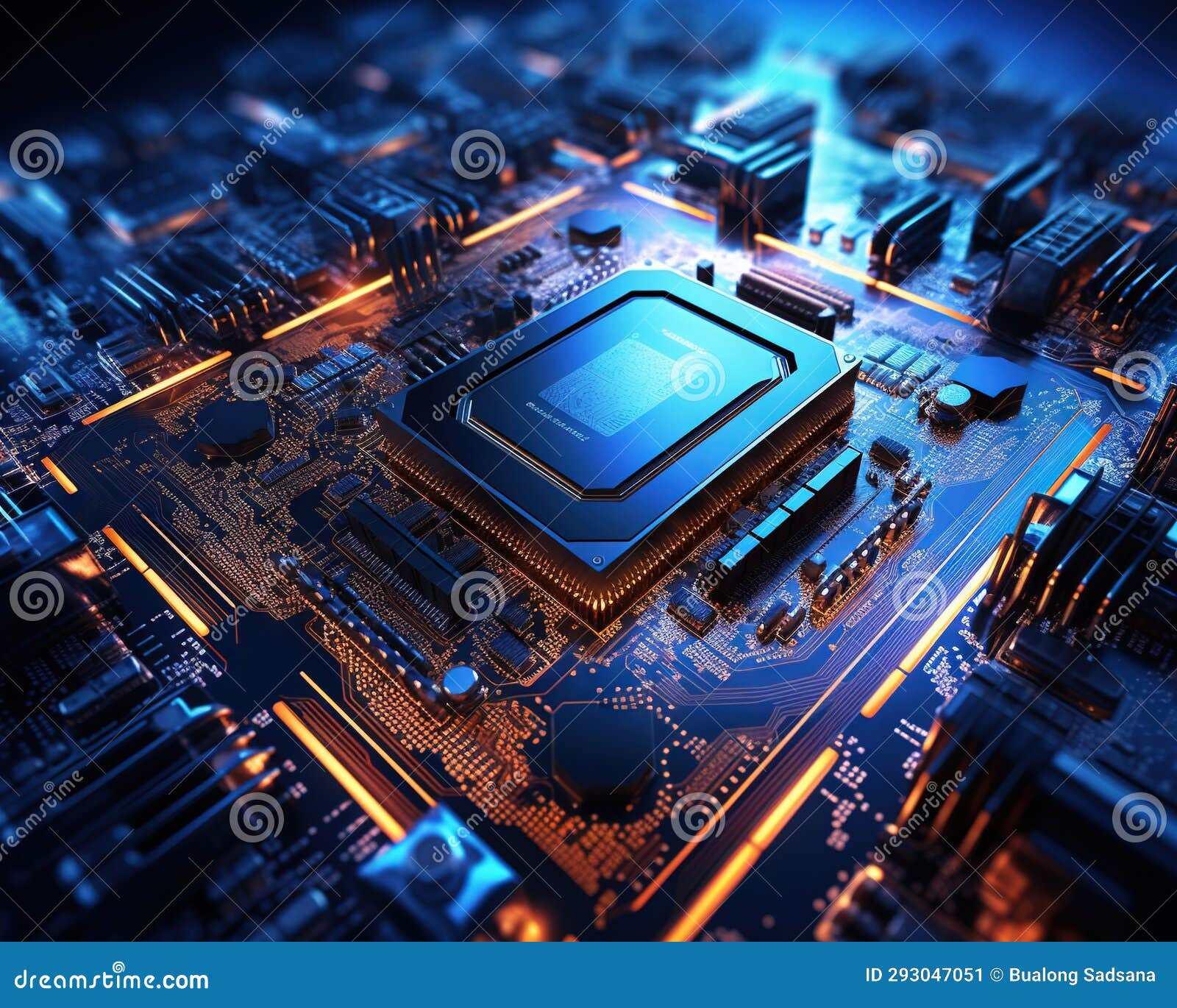 The Cybernetic Technology Has Electronic Circuits and ACPU Unit. Stock ...