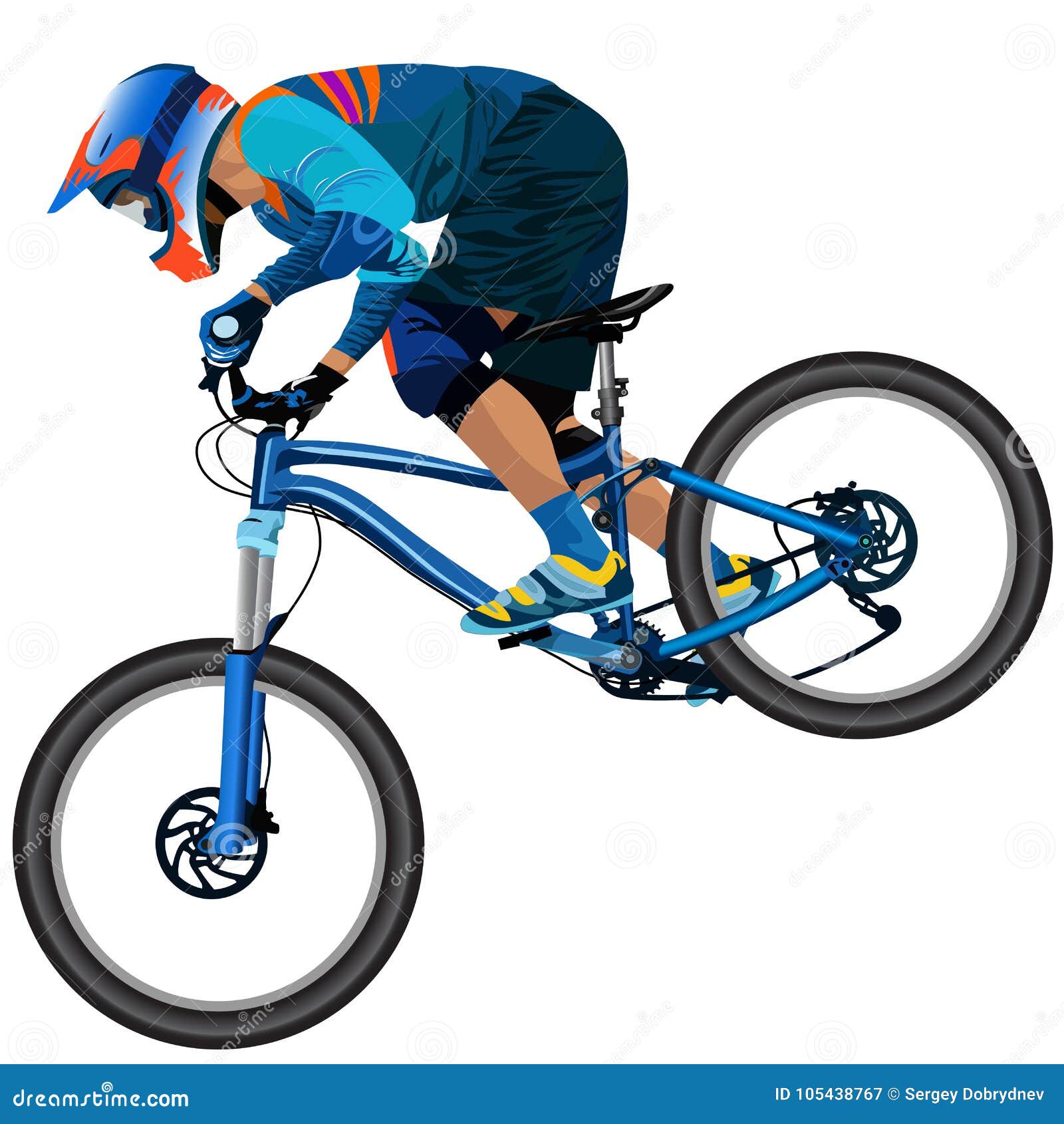 An Image of a Cyclist Descending on a Mountain Bike on a Slope Stock ...