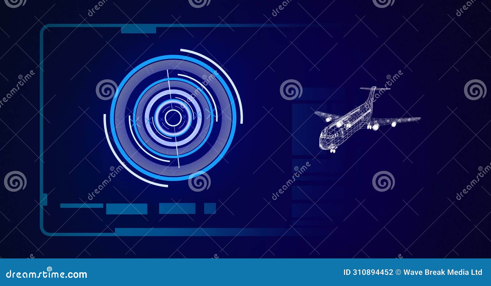 Image of 3d Airplane Drawing with Scope Scanning and Data Processing ...