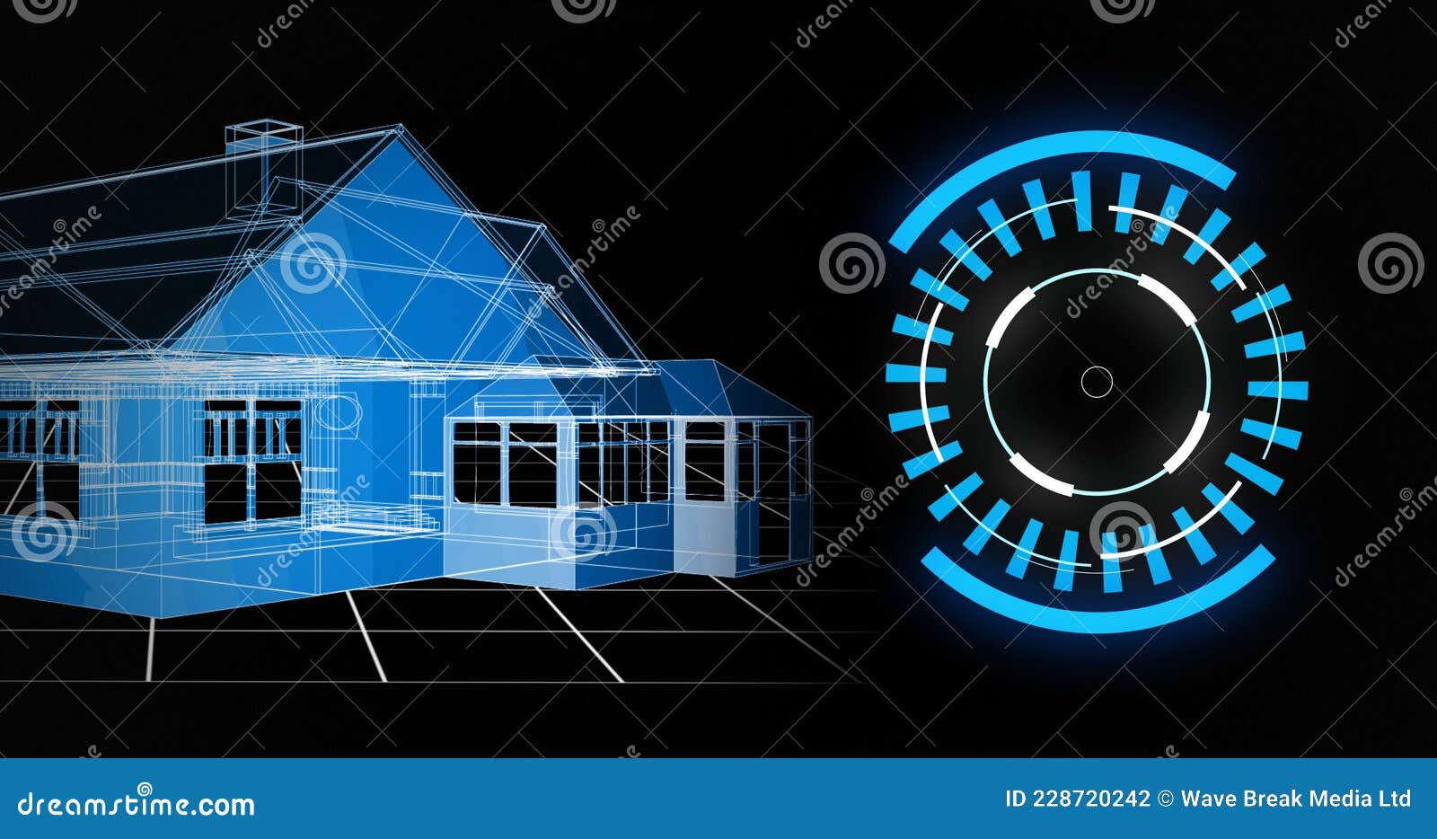 Image of 3d Architecture House Drawing with Scope Scanning and Data ...