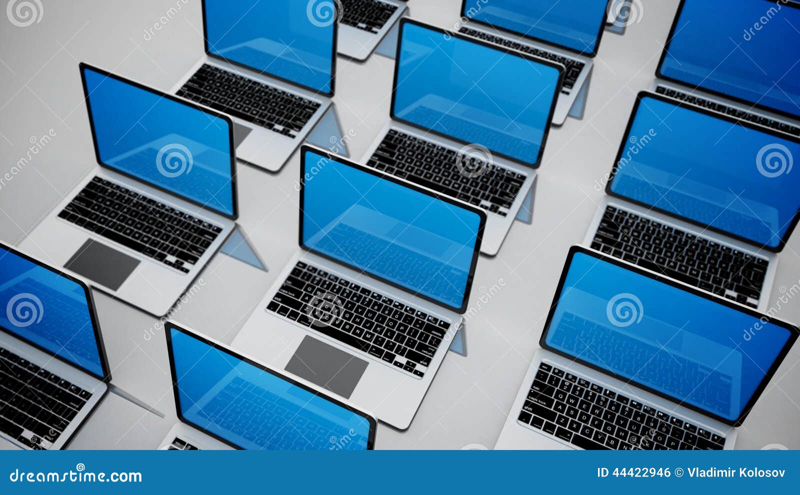 Image 3d De Beaucoup D'ordinateurs Portables Dans Rangées Illustration ...