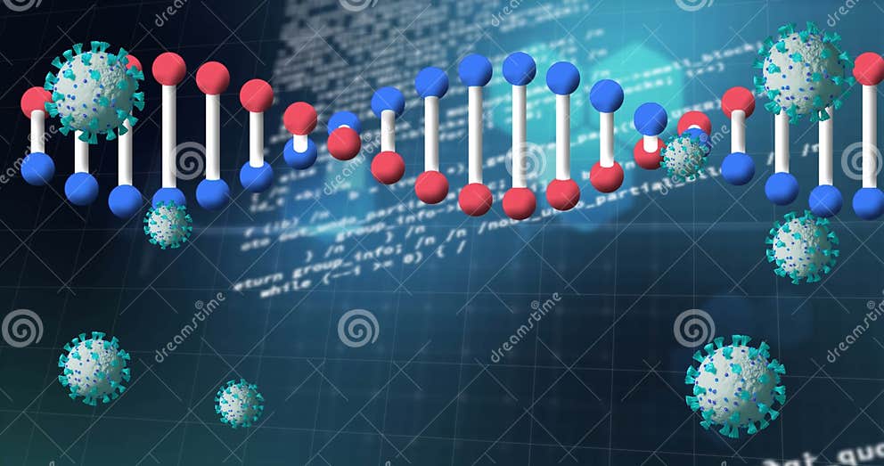 Image of 3d Dna, Virus with Data Processing on Digital Interface Stock ...