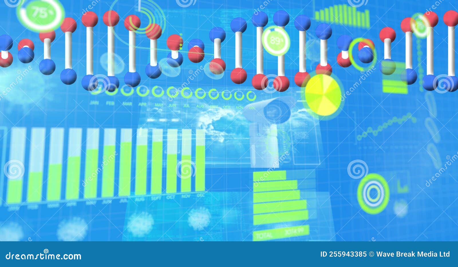 Image of 3d Dna, Virus with Graphs, Infographic Data Processing on ...