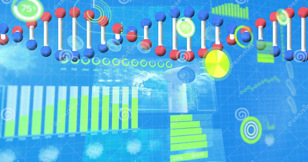 Image of 3d Dna, Virus with Graphs, Infographic Data Processing on ...