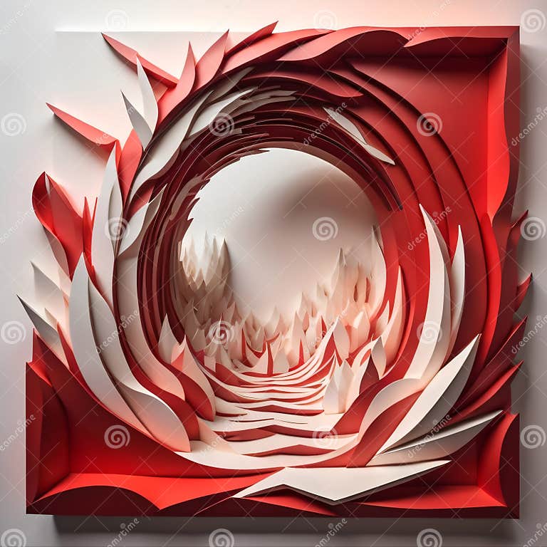 An Image of 3d Paper Creation Wiht Combine Red and White & X28;ai ...