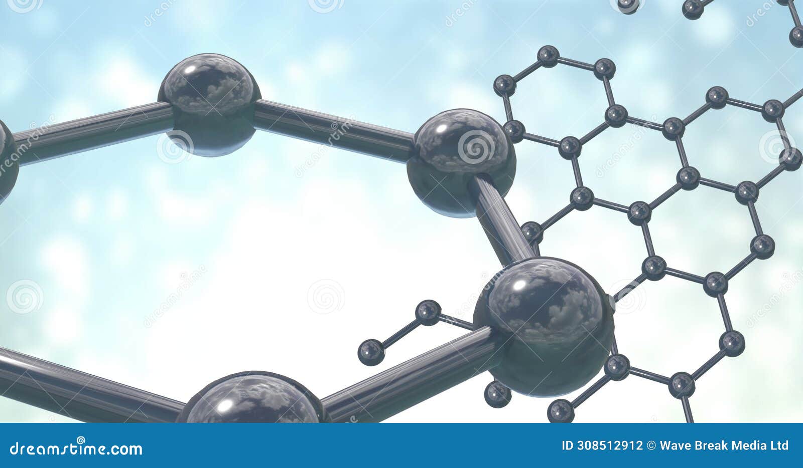 Image of 3d Micro of Molecules on Blue Background Stock Illustration ...