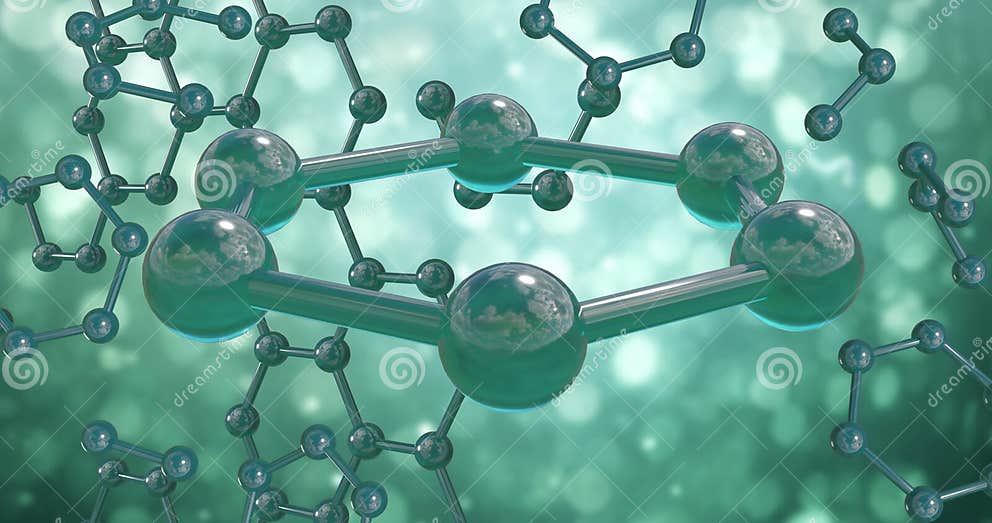 Image of 3d Micro of Molecules on Green Background Stock Illustration ...