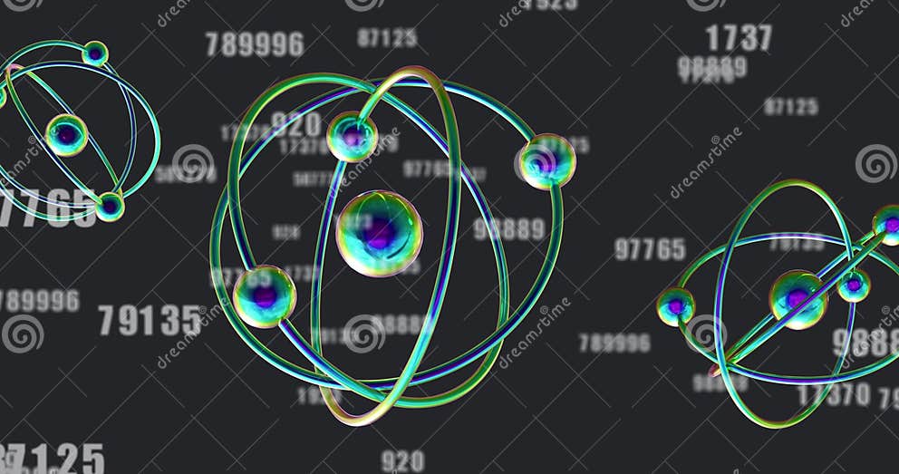 Image of 3d Micro of Molecules and Numbers on Black Background Stock ...