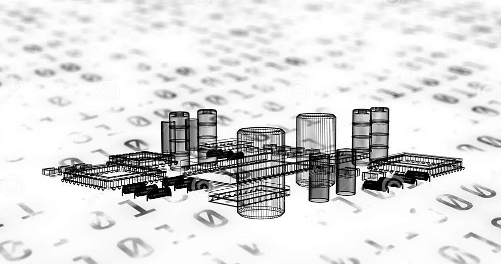 Image of 3d Model of Electrical Components Over Binary Codes Against ...