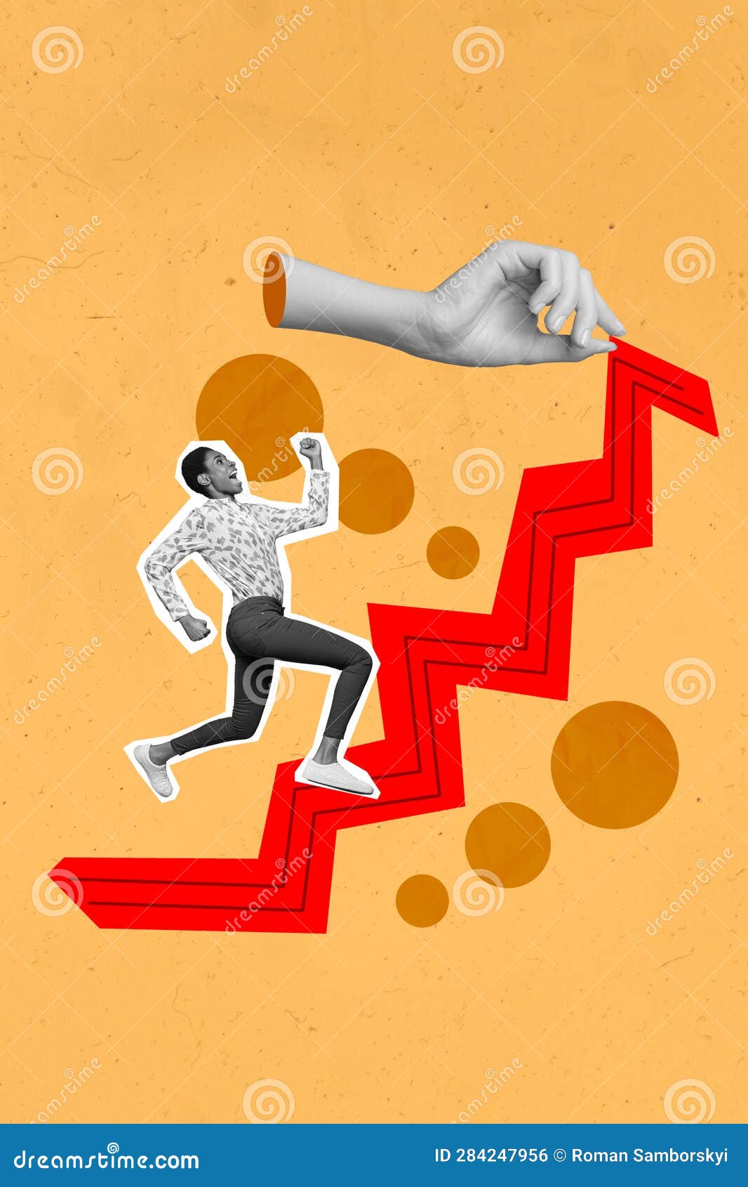 Image 3d Picture Collage Poster of Hardworking Persistent Girl Running ...