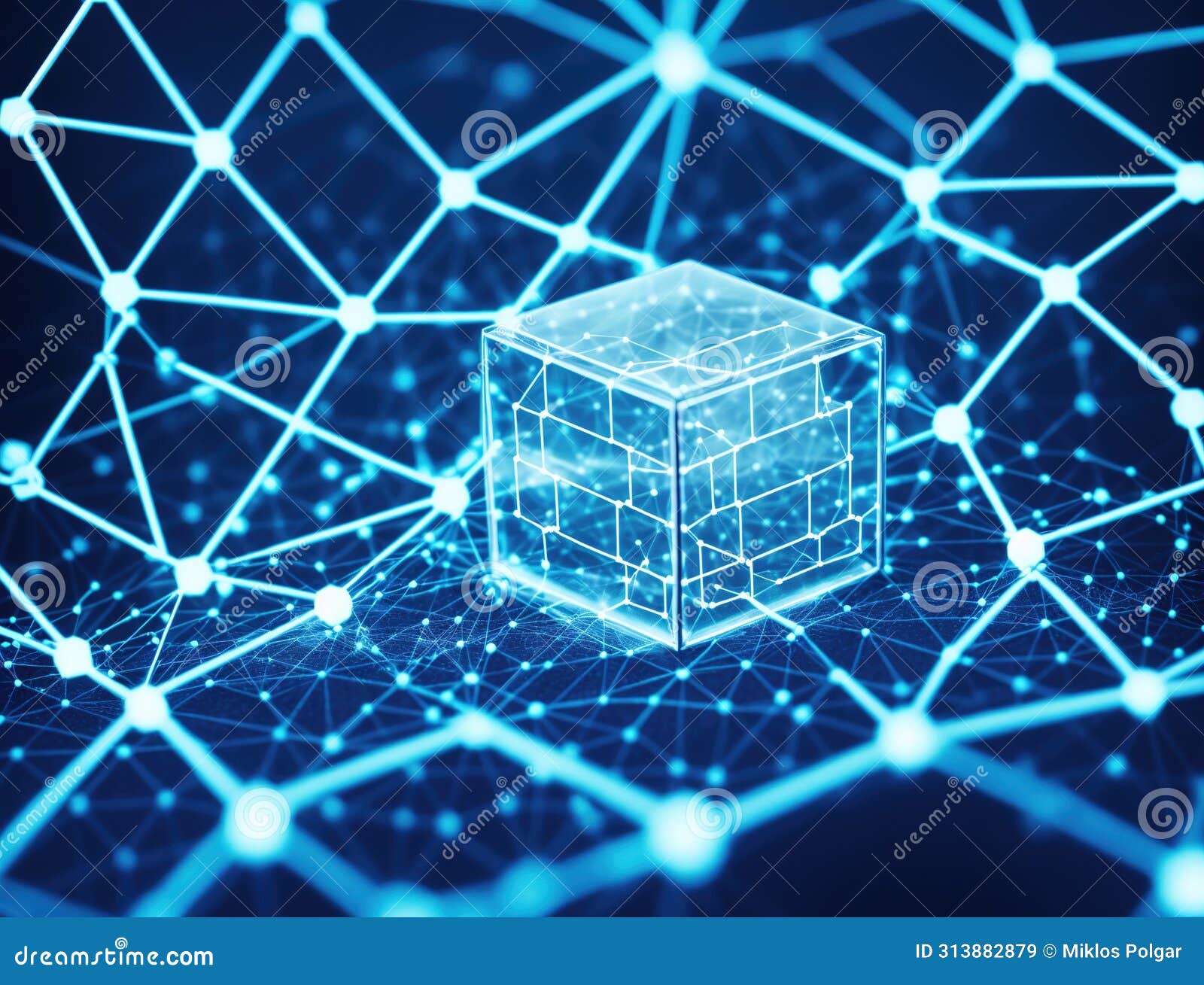 A 3D Rendering of a Cube Made Up of Interconnected Lines and Dots. Stock Illustration ...