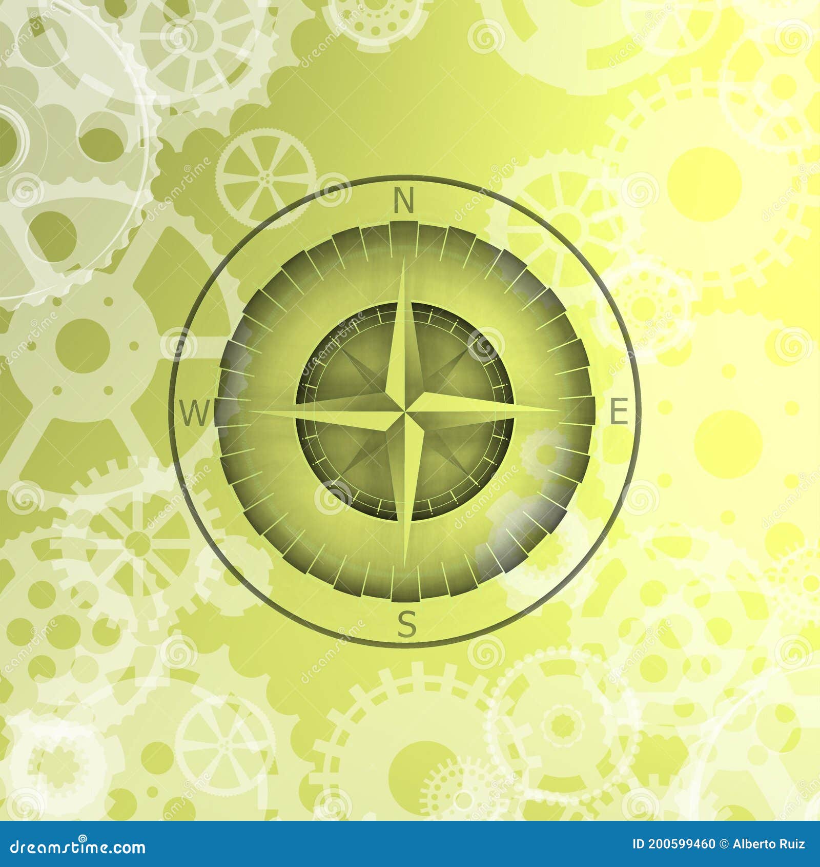 Mechanical Compass Shadows Over Green Background Stock Illustration ...