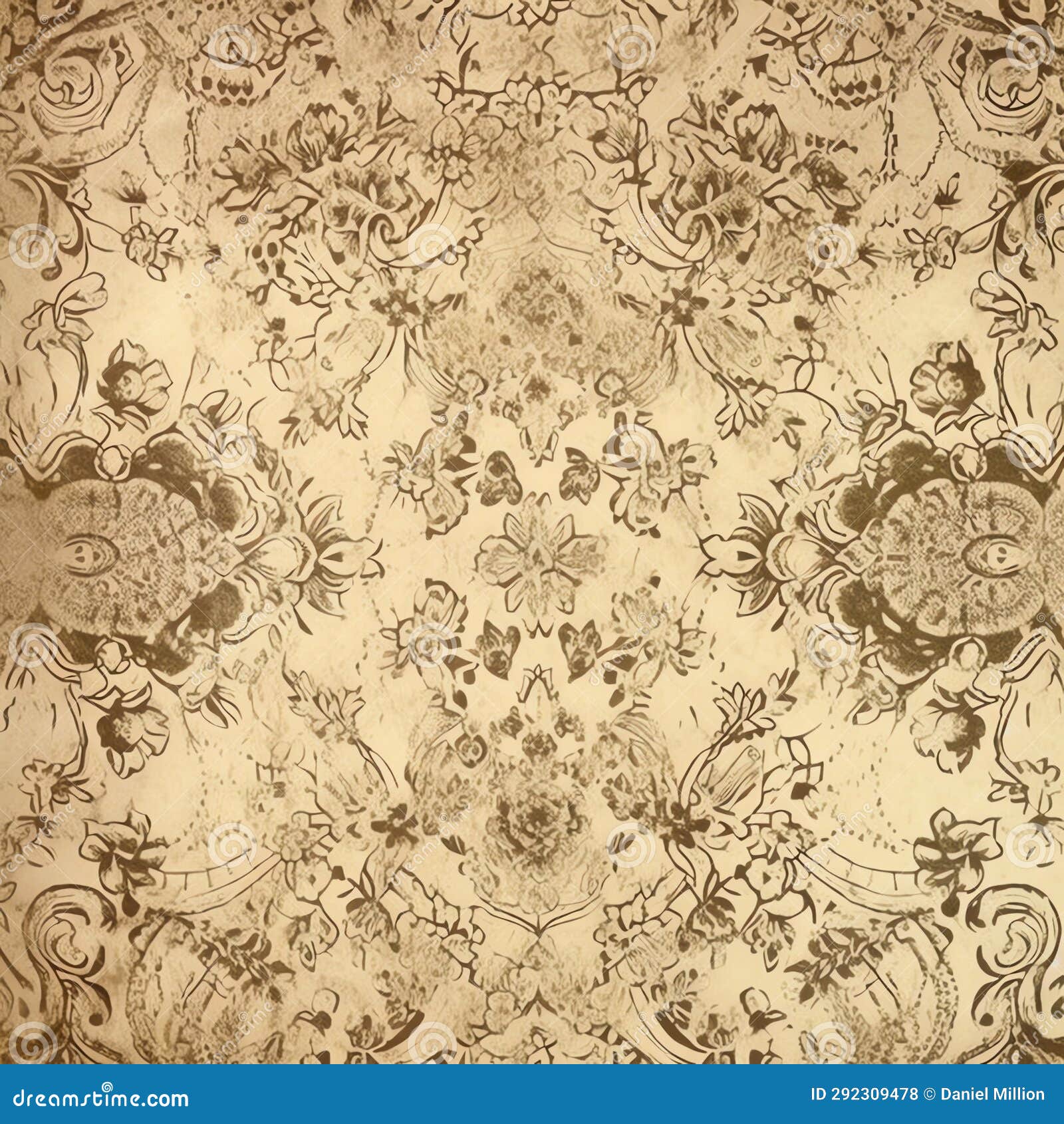Damask Pattern Old Paper, Vintage Digital Paper Stock Illustration ...