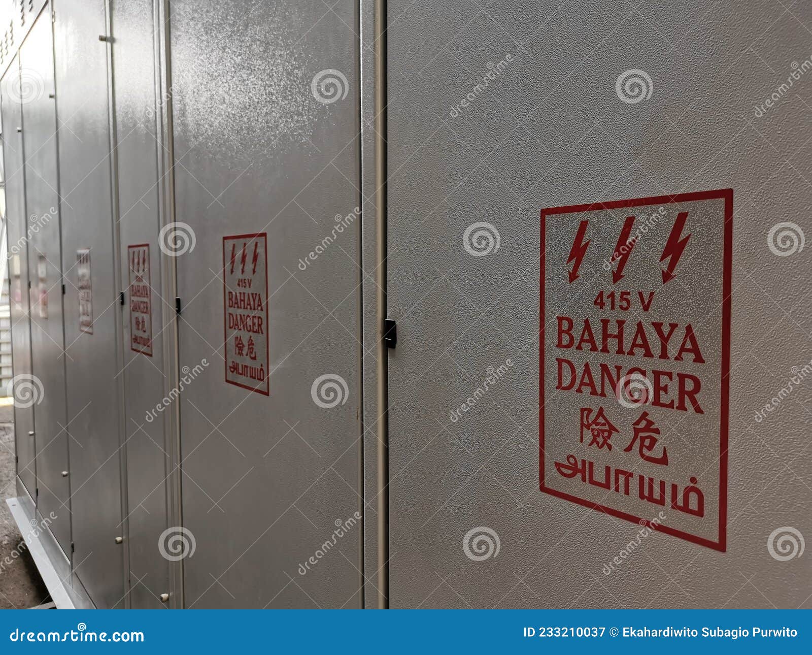 Image of Danger Sticker on Low Voltage Switchboard. Selective Focus ...
