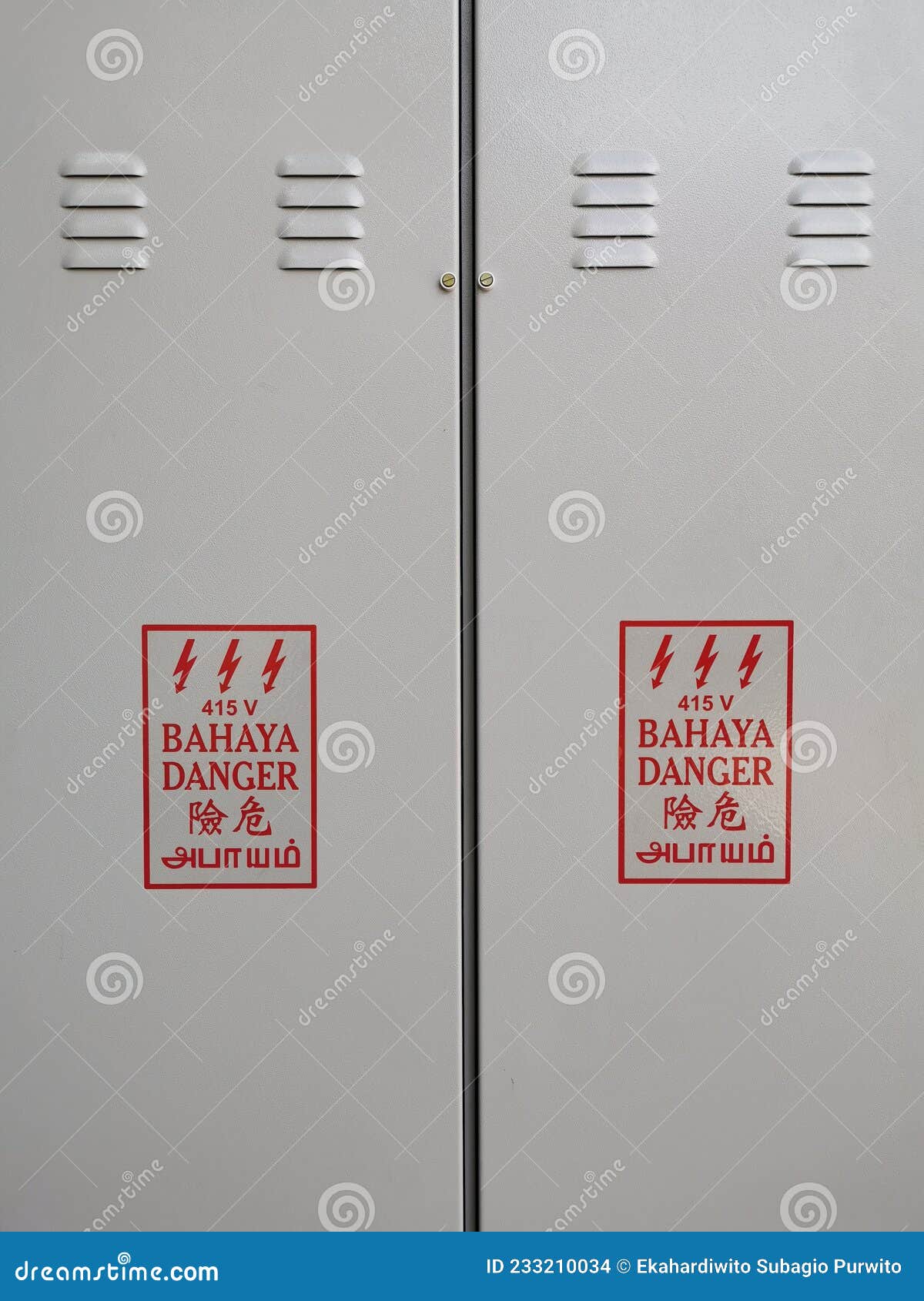 Image of Danger Sticker on Low Voltage Switchboard. Selective Focus ...