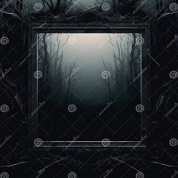 An Image of a Dark Forest with a Frame in the Middle Stock Illustration ...
