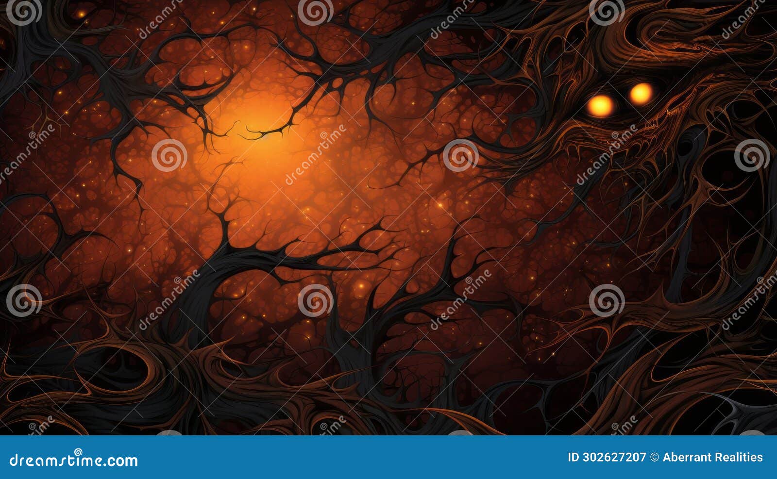 An Image of a Dark Forest with Glowing Eyes Stock Illustration ...