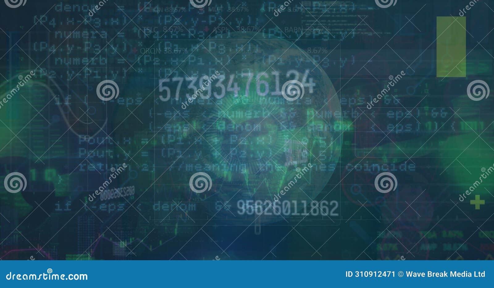 Image of Data, Globe, Numbers and Graphs on Navy Background Stock Image ...
