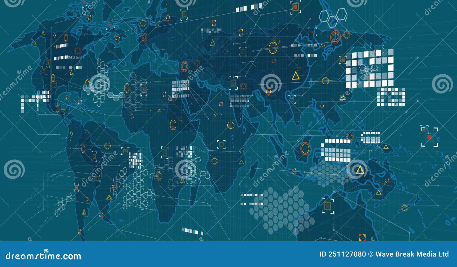 Image of Data and Icons Over World Map on Green Background Stock Photo ...